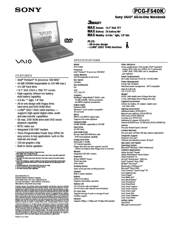 PCG-F - VAIO Library